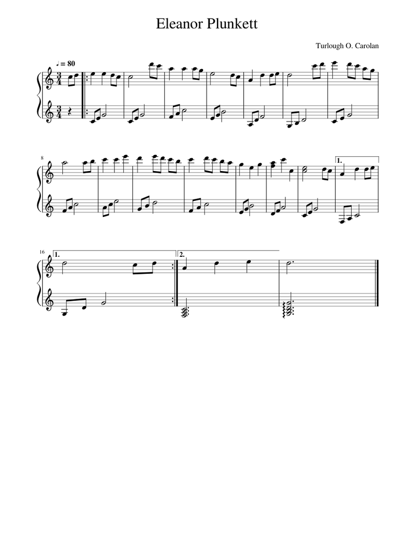 Eleanor Plunkett Sheet Music for Harp (Solo) | MuseScore.com