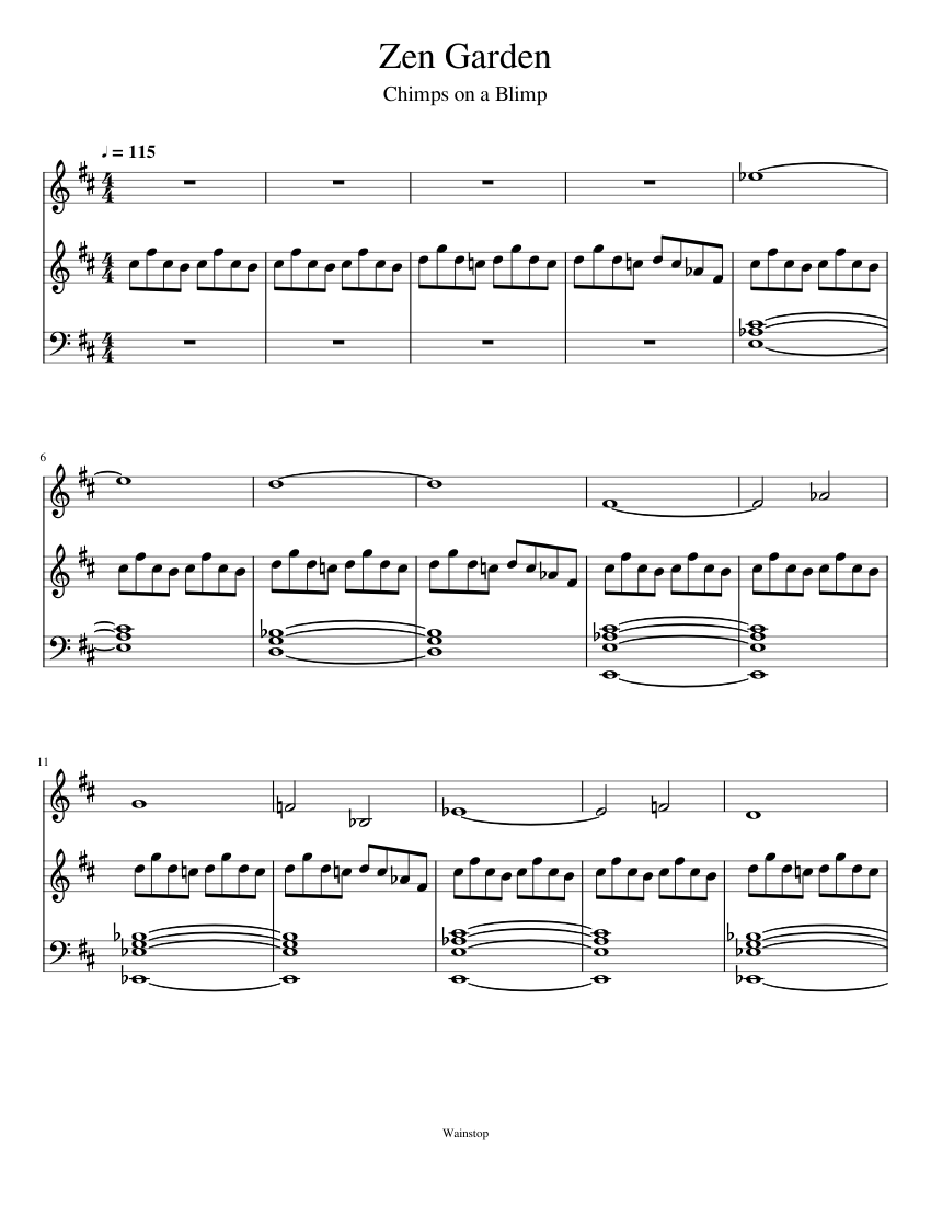 Zen Garden - Chimps on a Blimp Sheet music for Piano (Solo) Easy ...