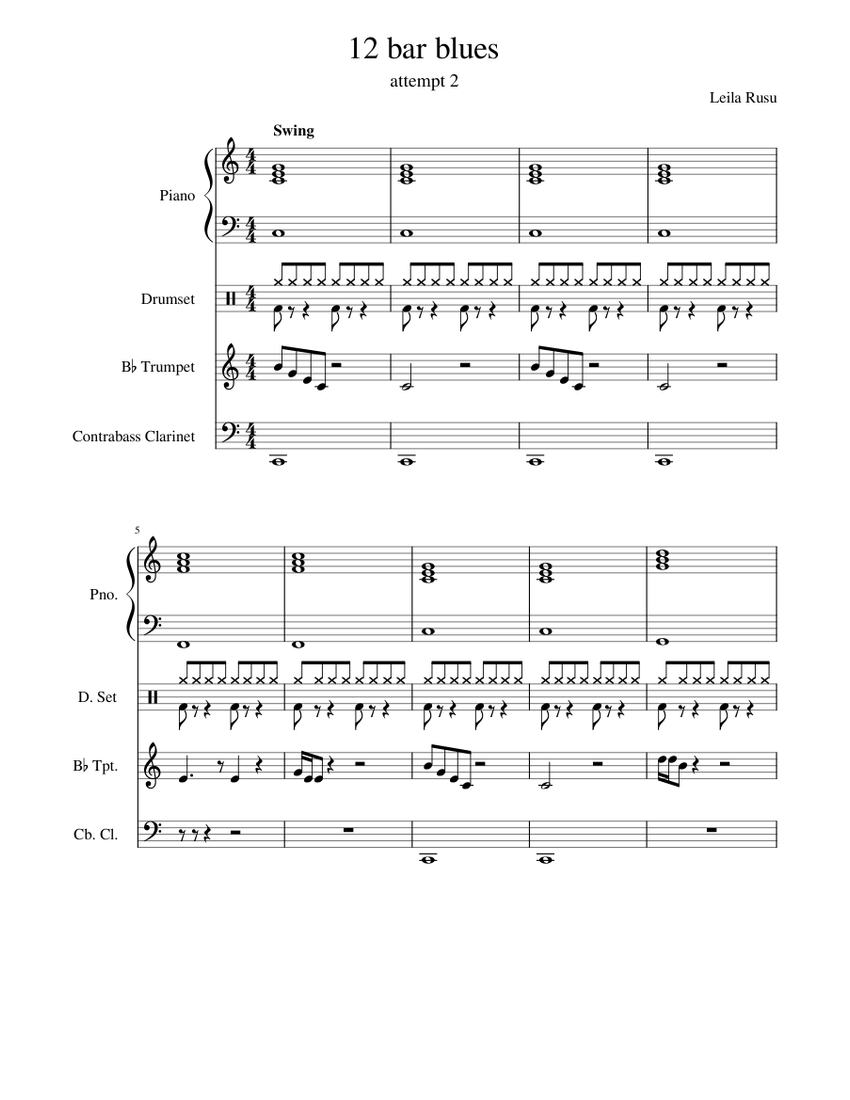 12_bar_blues Sheet music for Piano, Clarinet contrabass, Trumpet in b ...