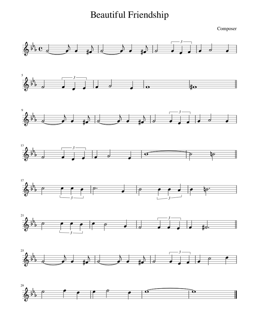 Beautiful friendship Sheet Music for Piano (Solo) easy | MuseScore.com