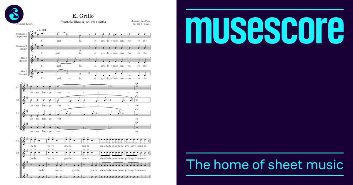 El Grillo - Josquin des Prez (SSAA) Sheet music for Synthesizer (Choral ...