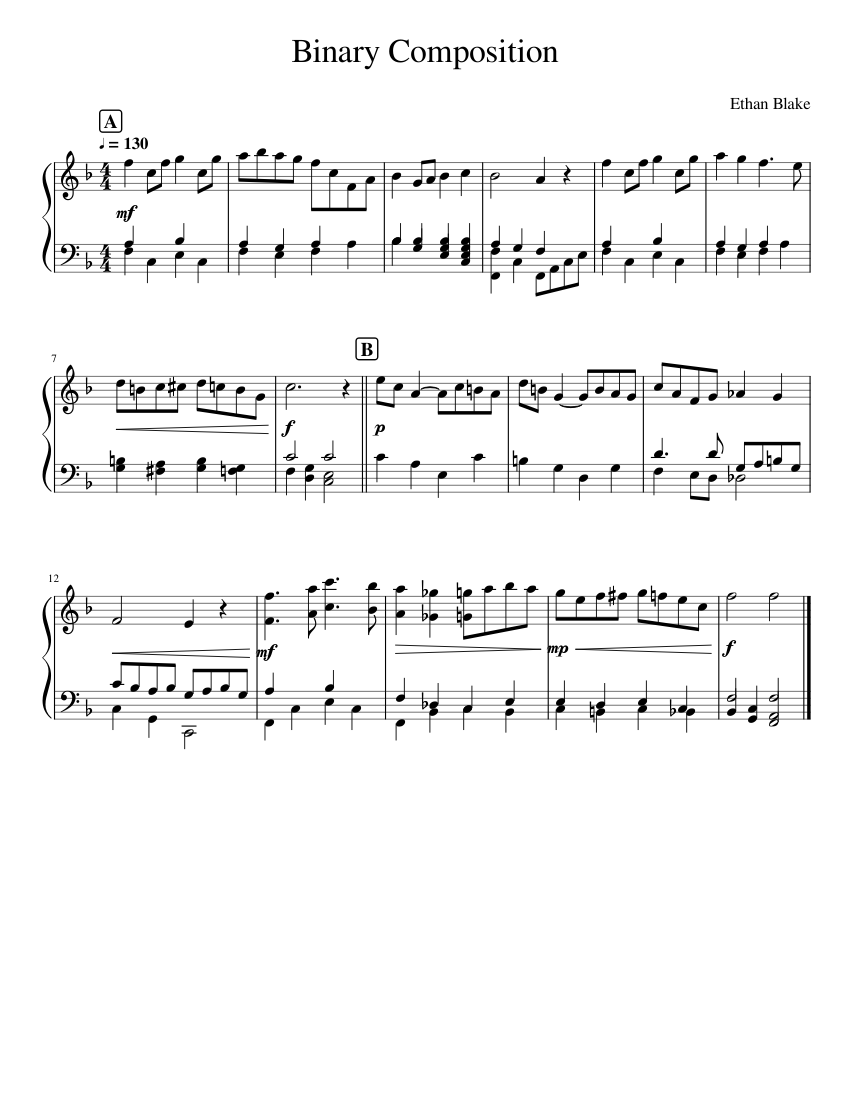 Binary Composition Sheet music for Piano (Solo) Easy | Musescore.com