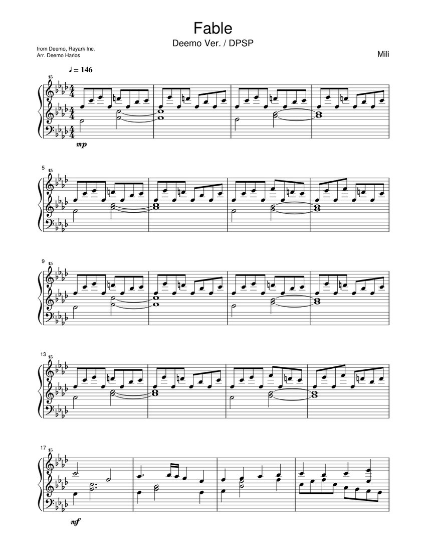 [DPSP] Fable - Mili Sheet Music for Piano (Solo) | MuseScore.com