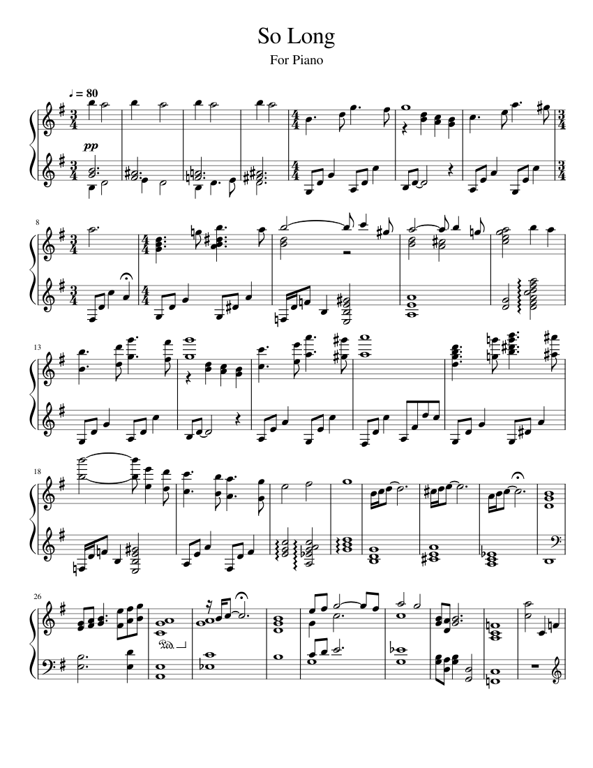 So Long Sheet music for Piano (Solo) | Musescore.com