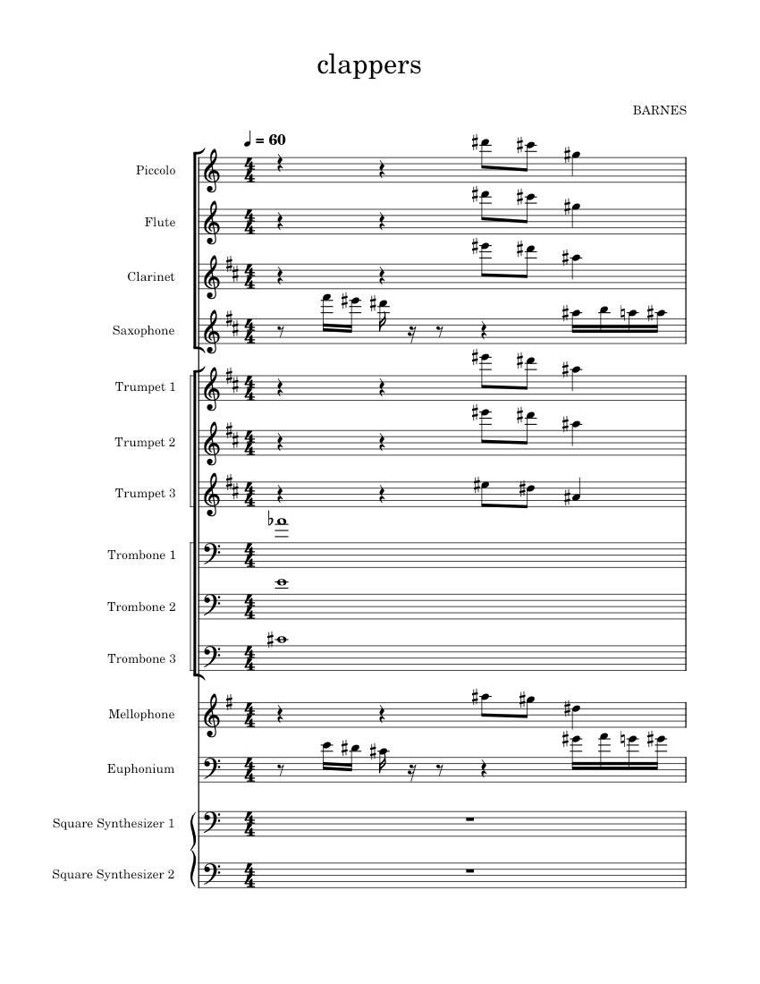 CLAPPERS Sheet Music for Trombone, Euphonium, Mellophone, Flute piccolo ...