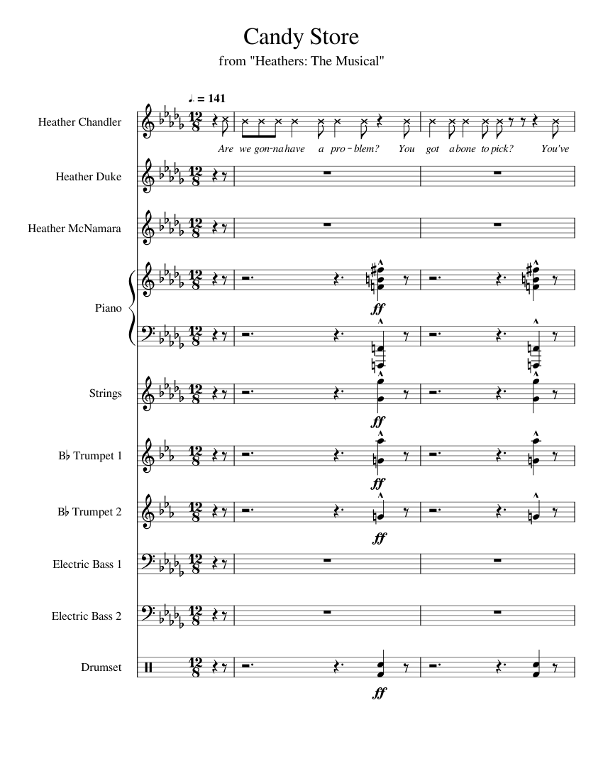 Candy Store (from Heathers: The Musical) Sheet Music for Piano, Vocals ...