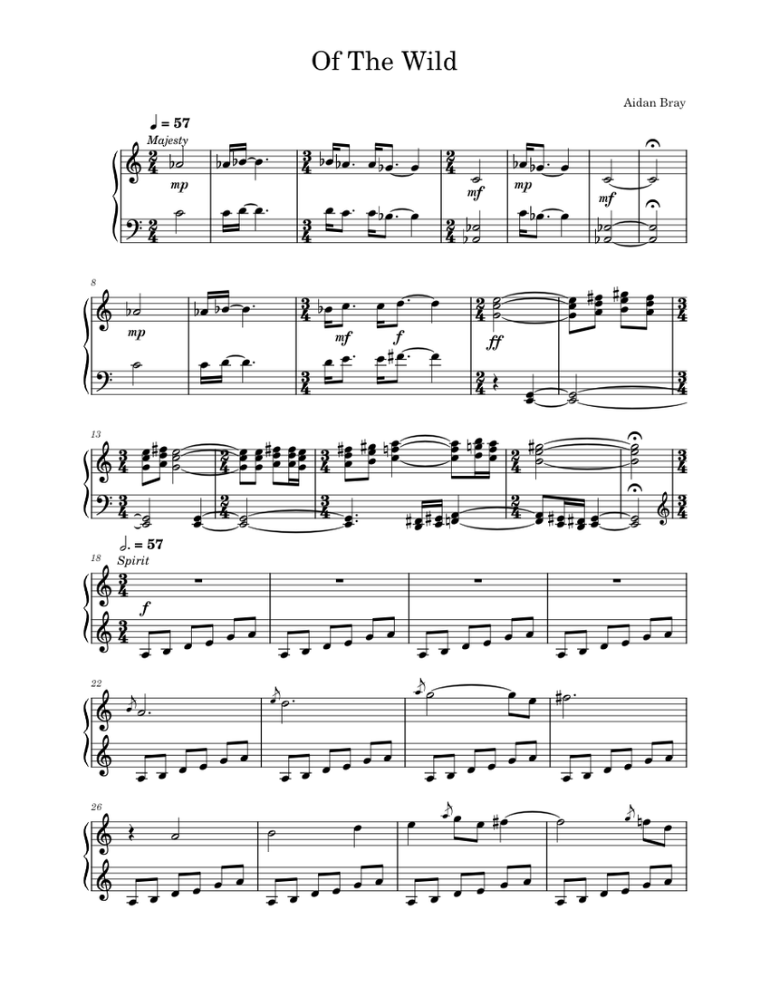 Of The Wild Sheet Music for Piano (Solo) Easy | MuseScore.com