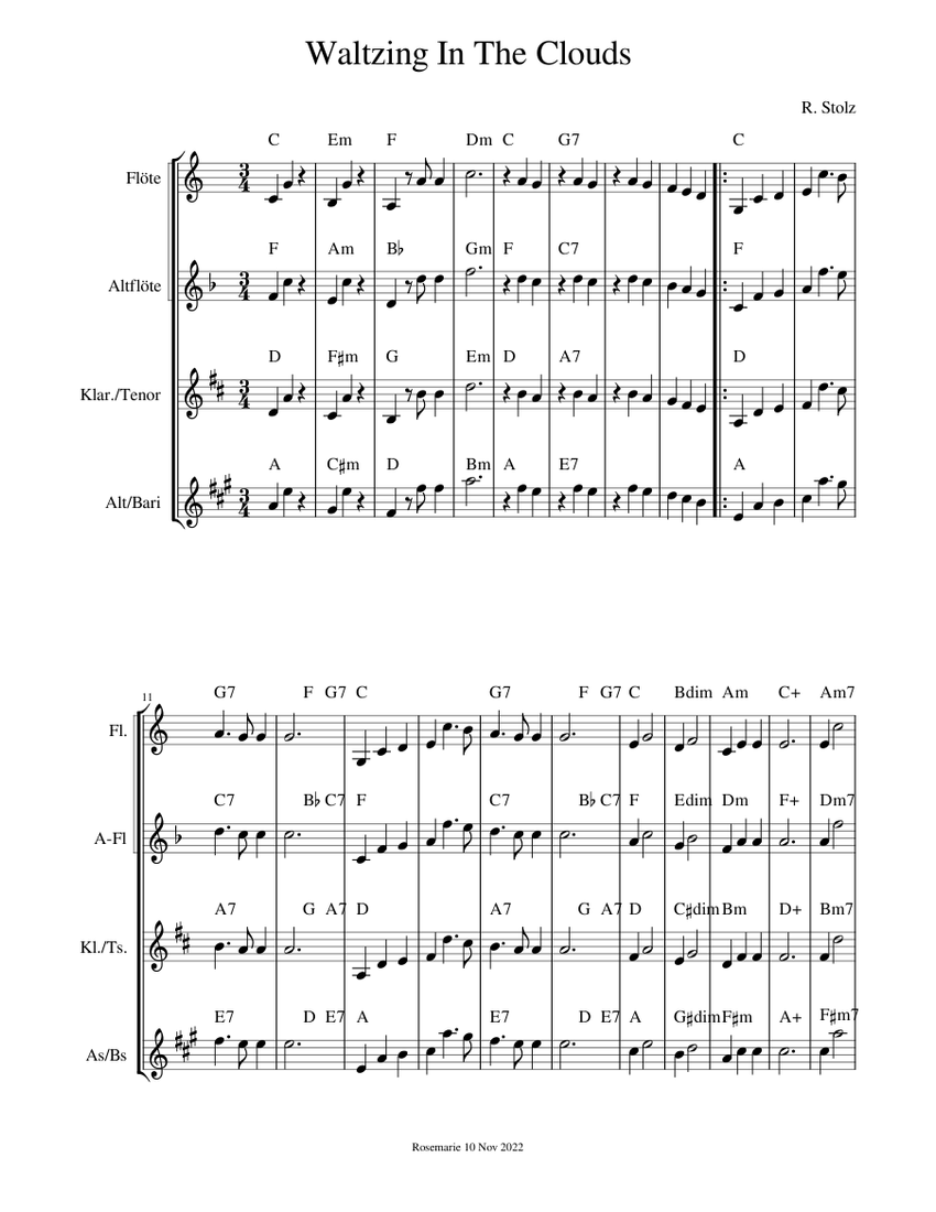 Waltzing In The Clouds Sheet music for Flute, Clarinet in b-flat ...