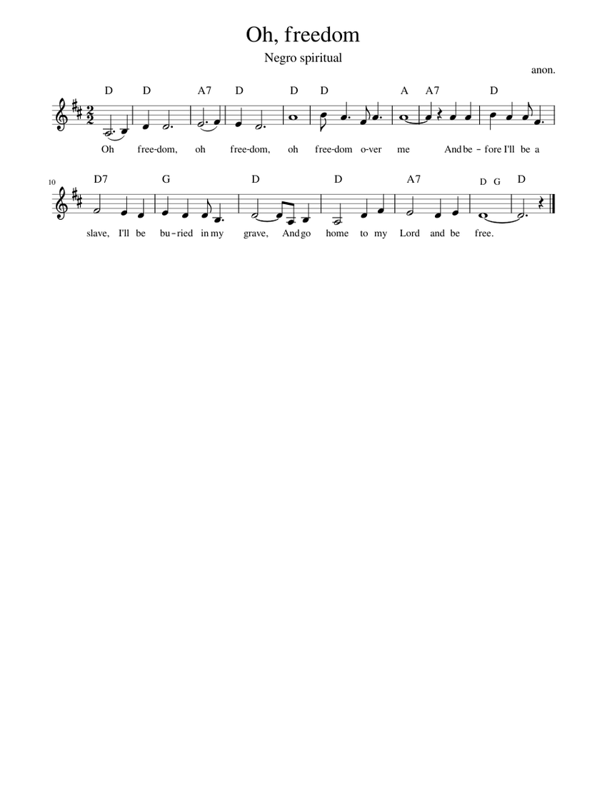 Oh, freedom Sheet music for Piano (Solo) Easy | Musescore.com