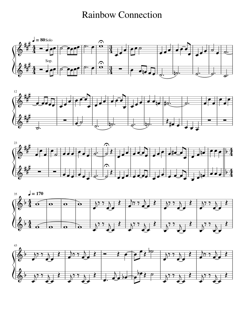 Rainbow Connection Sheet music for Piano (Solo) Easy | Musescore.com