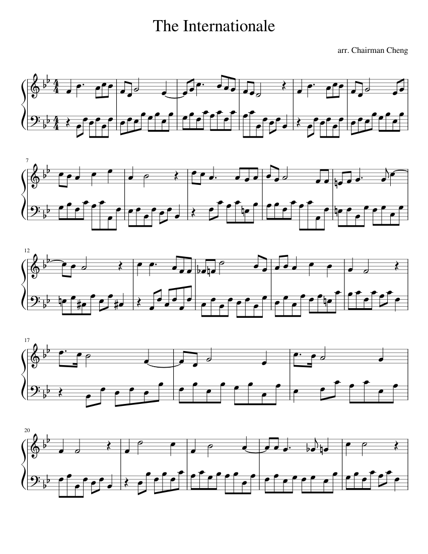 The Internationale Sheet Music for Piano (Solo) easy | MuseScore.com