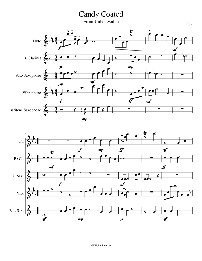 Candy Coated Sheet music for Flute, Clarinet in b-flat, Saxophone alto ...