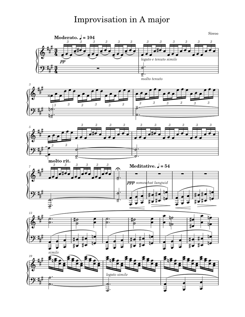 Improvisation in A major Sheet music for Piano (Solo) | Musescore.com