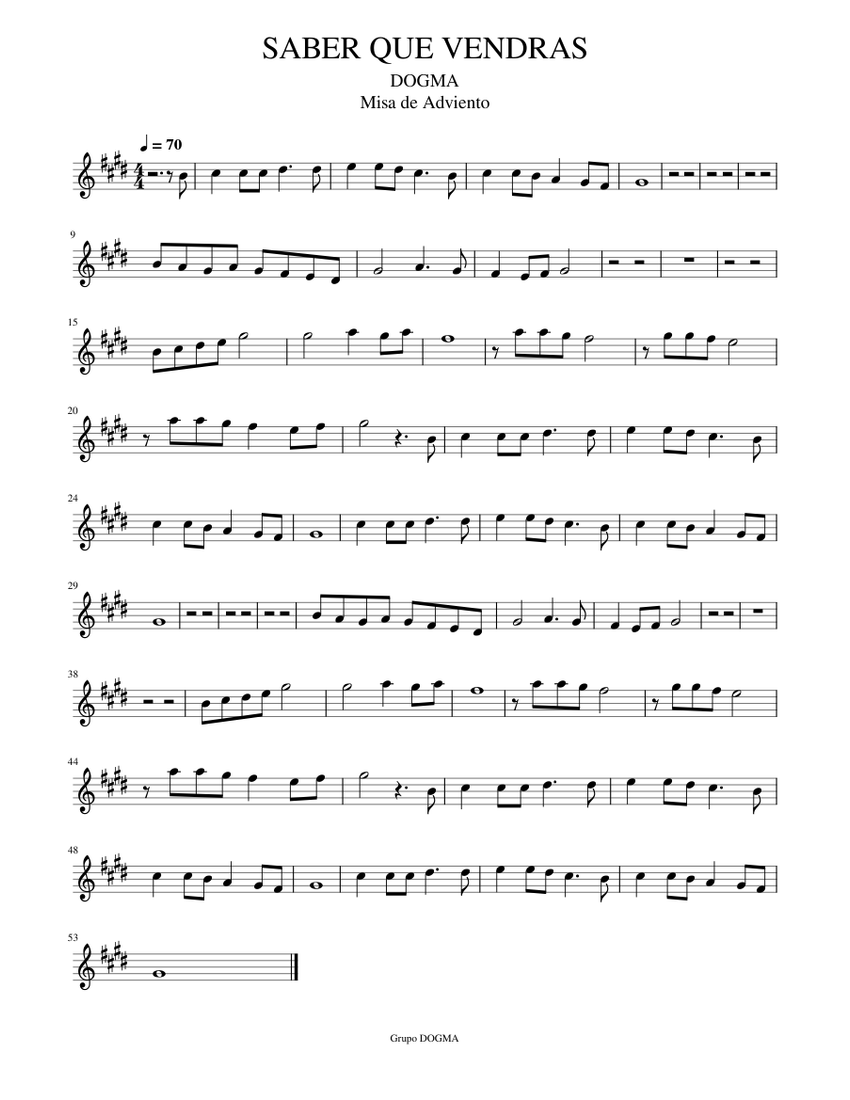 SABER QUE VENDRAS - FLAUTA Sheet Music for Woodwinds group (Woodwind ...