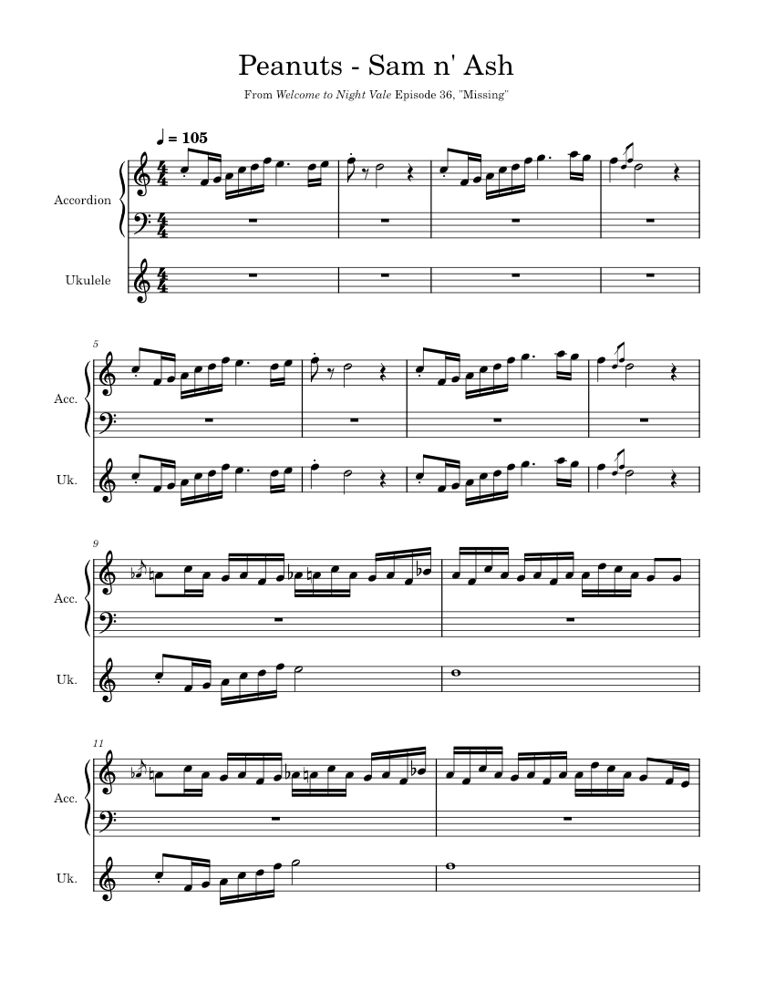 Peanuts (From Welcome to Night Vale) – Sam n' Ash Sheet Music for ...