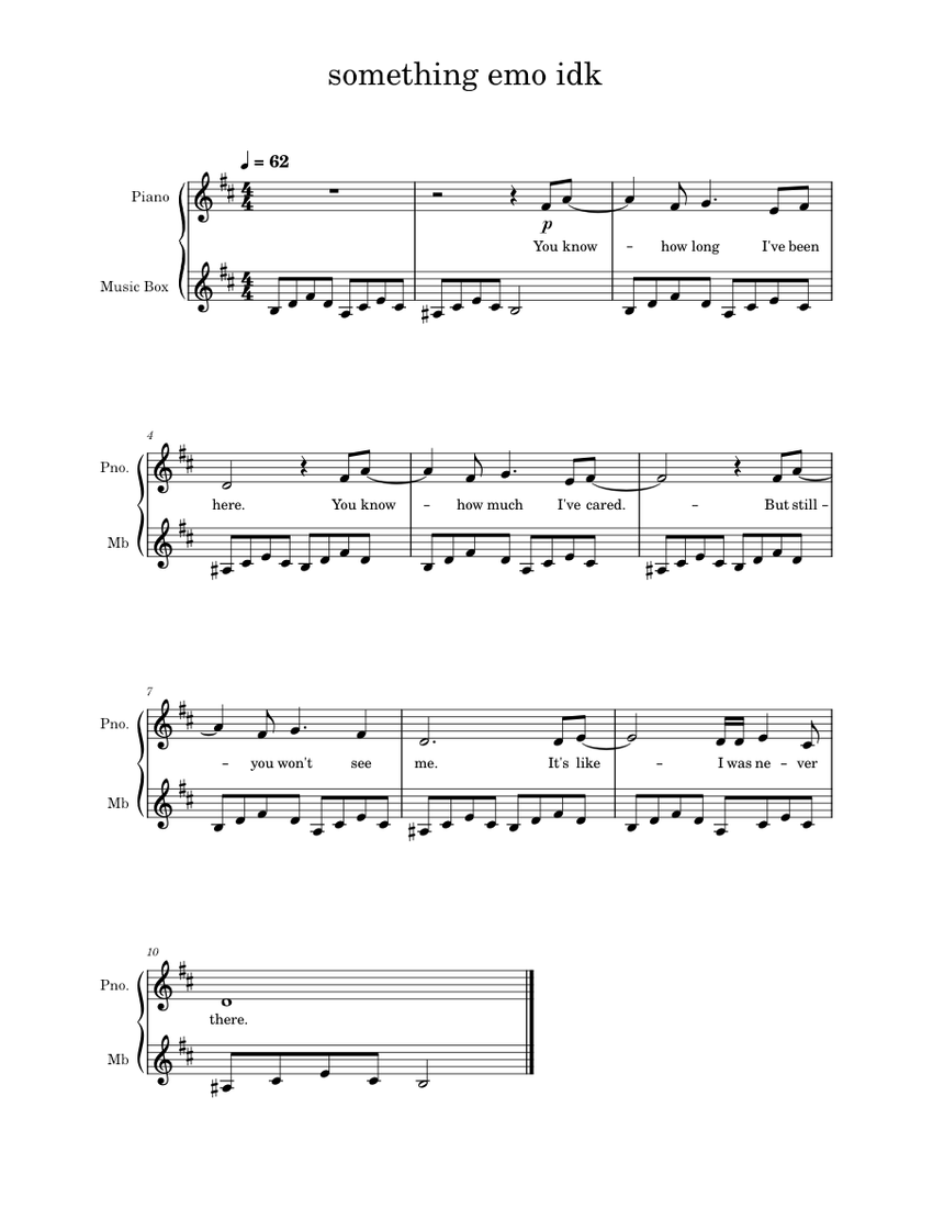 something emo idk - tyler miller Sheet music for Piano (Solo ...