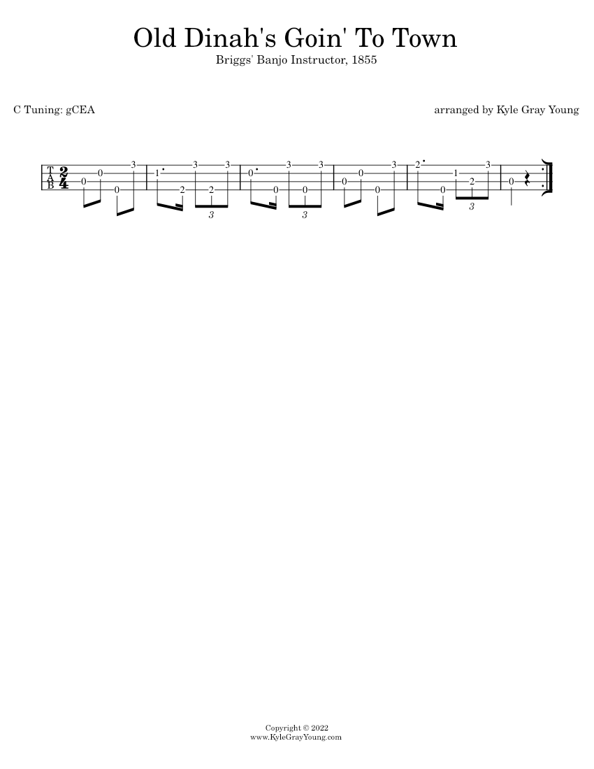 Old Dinah's Goin' To Town – Briggs' Banjo Instructor (ukulele tablature ...