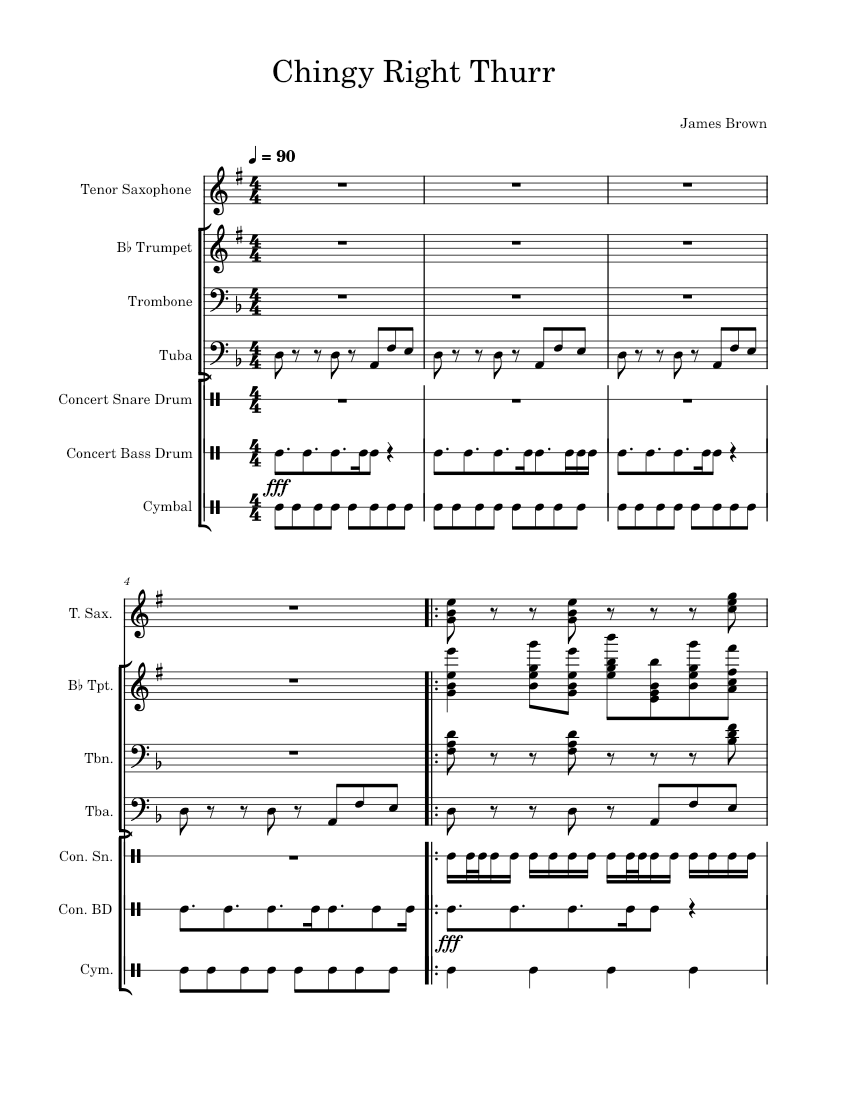 Chingy Right Thurr Sheet music for Trombone, Tuba, Saxophone tenor ...