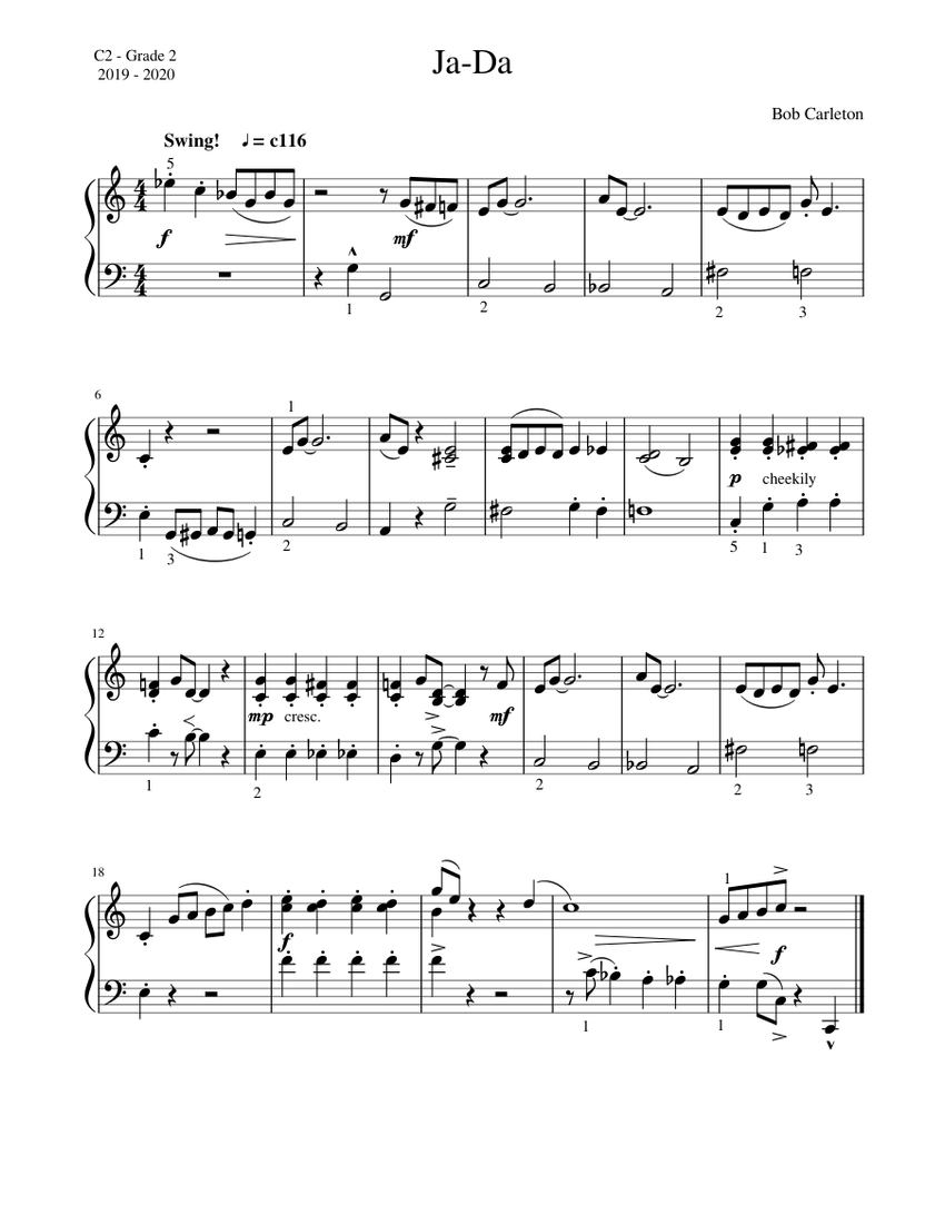 Ja-Da Sheet Music for Piano (Solo) Easy | MuseScore.com