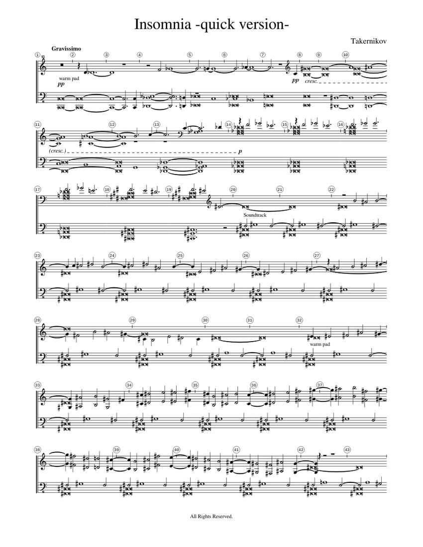 Insomnia -quick version-[20:20] - Original Composition Sheet music for ...