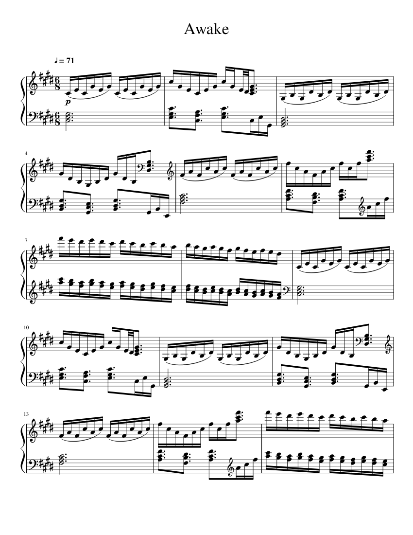 Awake Sheet music for Piano (Solo) | Musescore.com