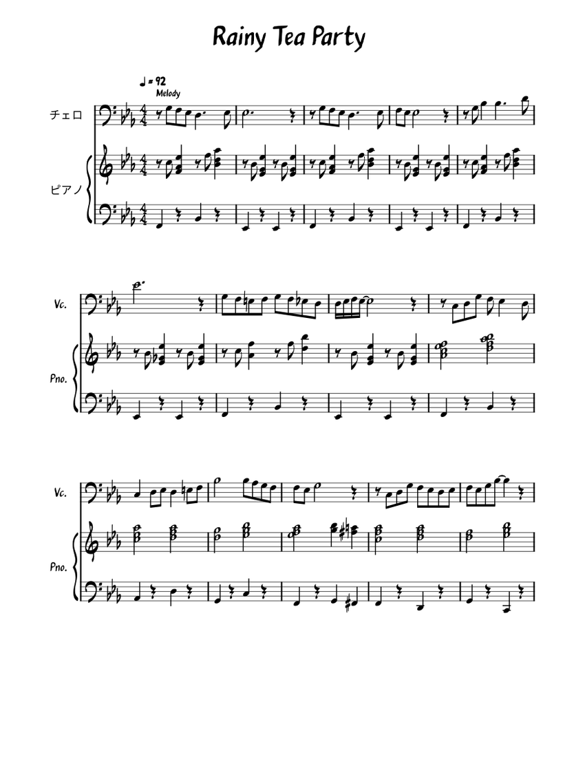 Rainy Tea Party Sheet music for Piano, Cello (Piano Duo) | Musescore.com
