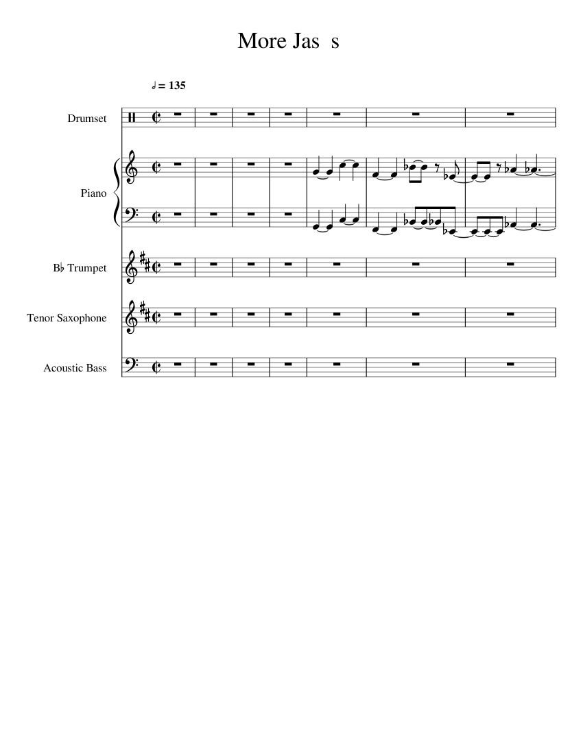 More Jas s Sheet music for Piano, Saxophone tenor, Trumpet in b-flat ...