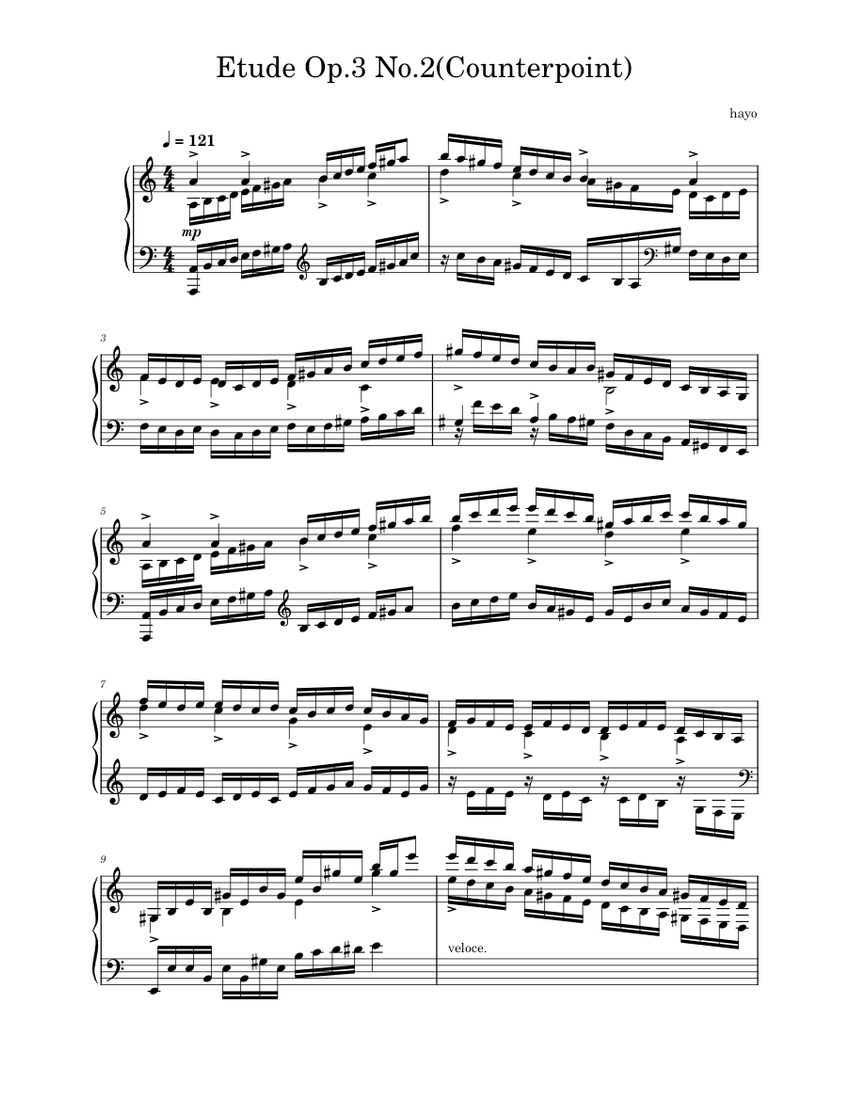 Etude Op.3 No.2(Counterpoint) Sheet Music for Piano (Solo) | MuseScore.com