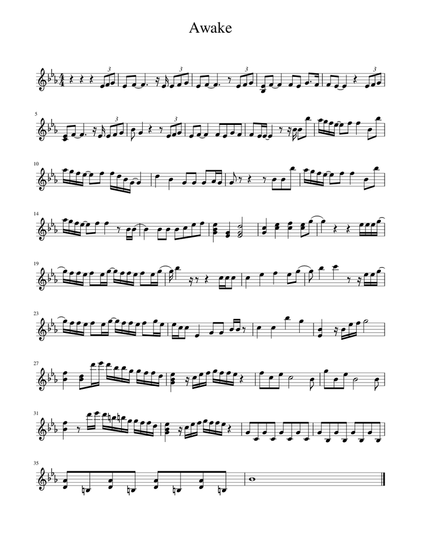 Awake Sheet music for Piano (Solo) Easy | Musescore.com