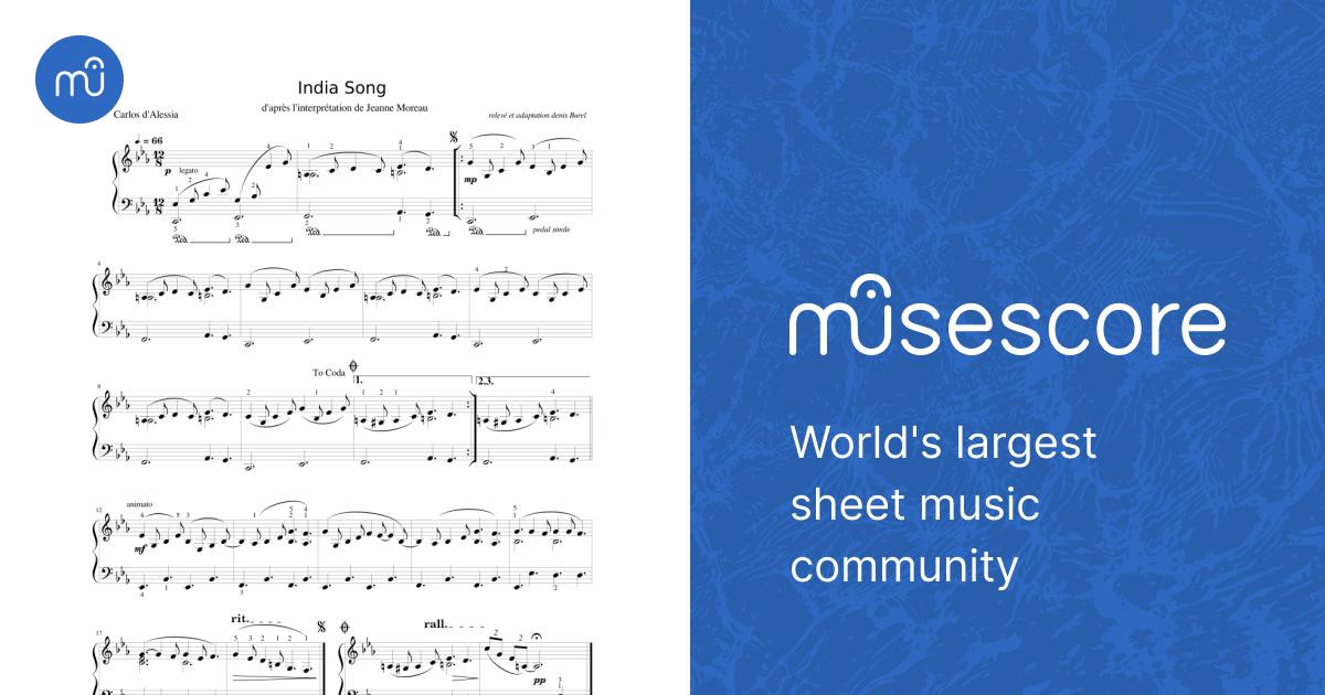 india Song Sheet Music for Piano (Solo) Easy | MuseScore.com