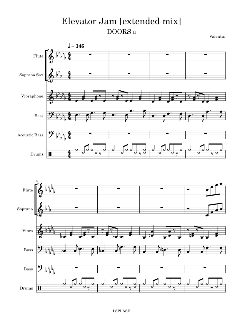 Elevator Jam – Valentin [extended mix] Sheet music for Flute ...