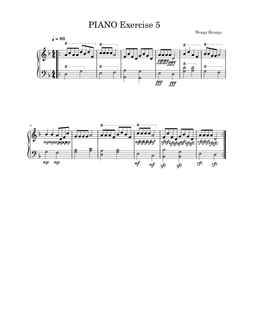 PIANO Exercise 5 Sheet music for Piano (Solo) | Musescore.com