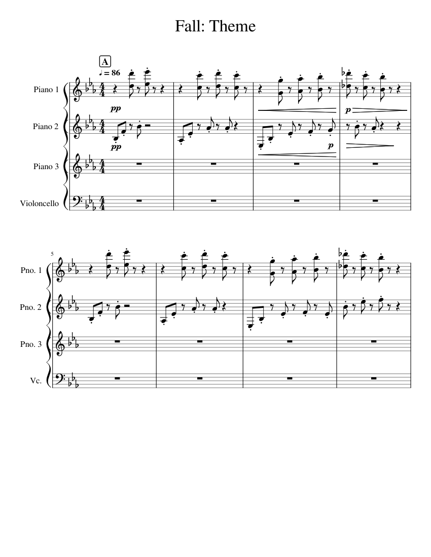 Fall: Title Theme Sheet music for Piano, Cello (Mixed Ensemble ...