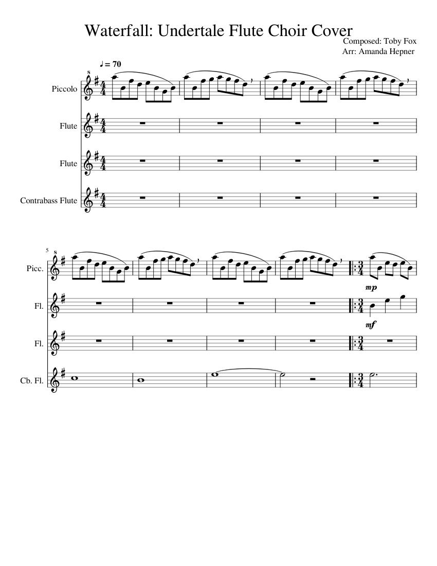 Waterfall: Undertale Flute Choir Cover - piano tutorial