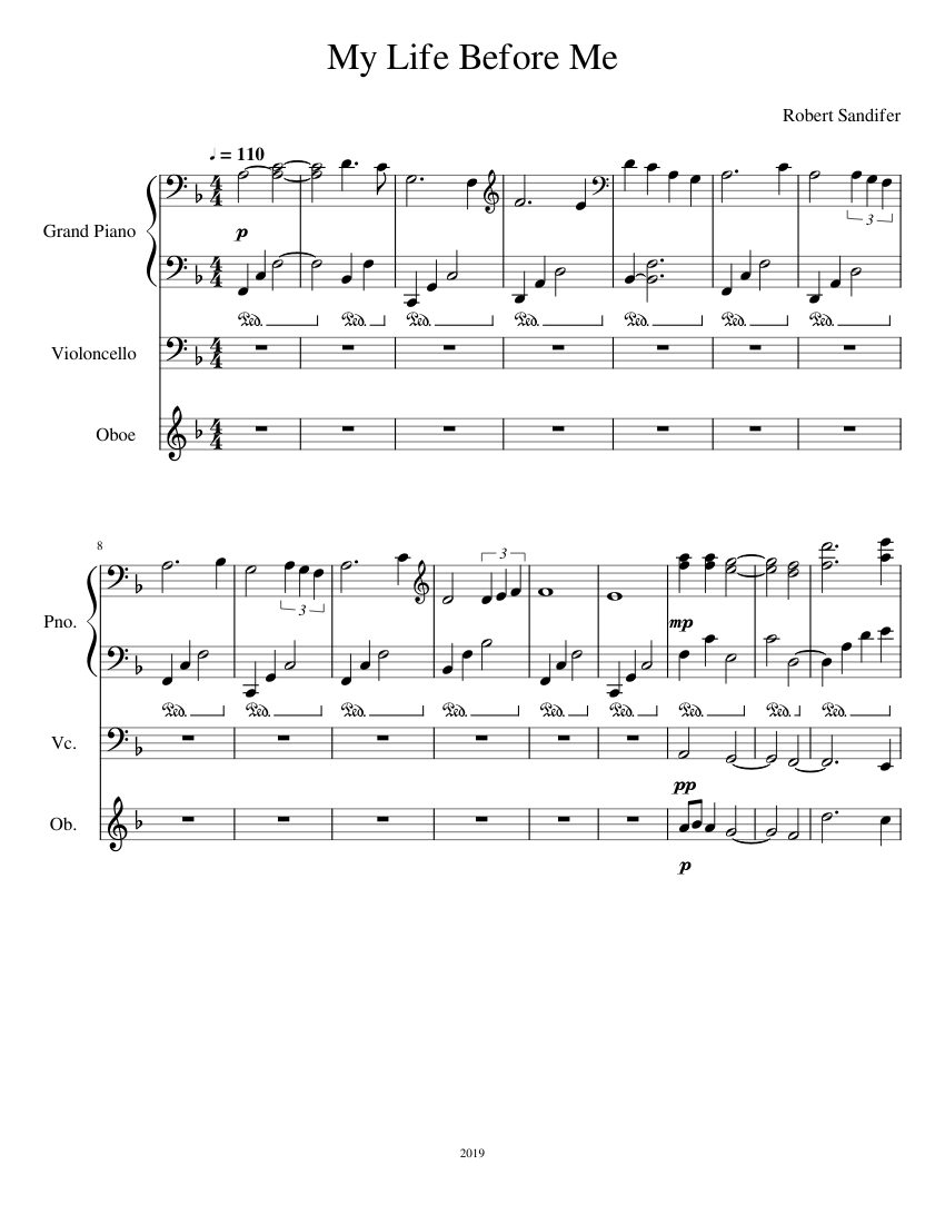 My Life Before Me Sheet music for Piano, Oboe, Cello (Mixed Trio ...