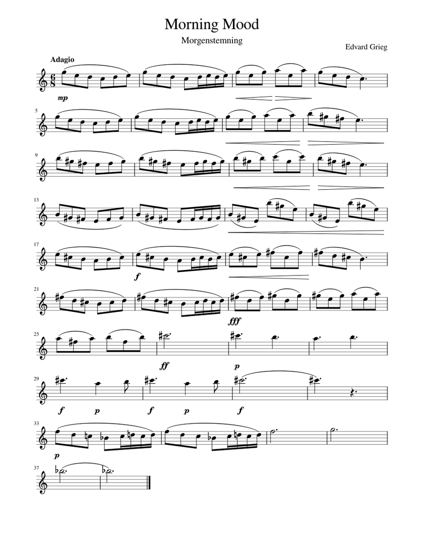 Morning Mood Sheet music for Flute (Solo) | Musescore.com