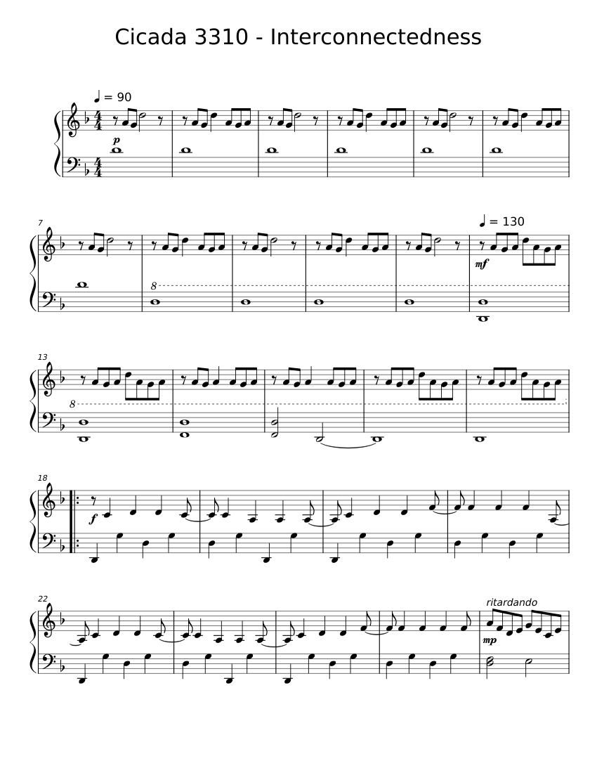 Cicada 3301 - Interconnectedness Sheet Music for Piano (Solo ...