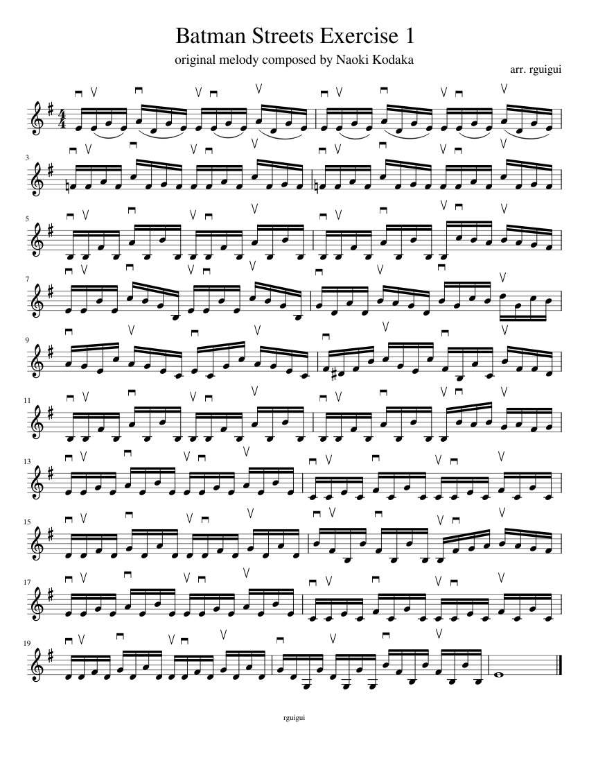 Batman Streets Exercise 1 Sheet music for Violin (Solo) | Musescore.com