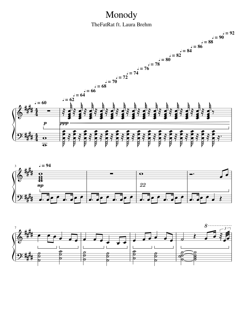 TheFatRat - Monody (Piano Version) Sheet Music for Piano (Solo ...