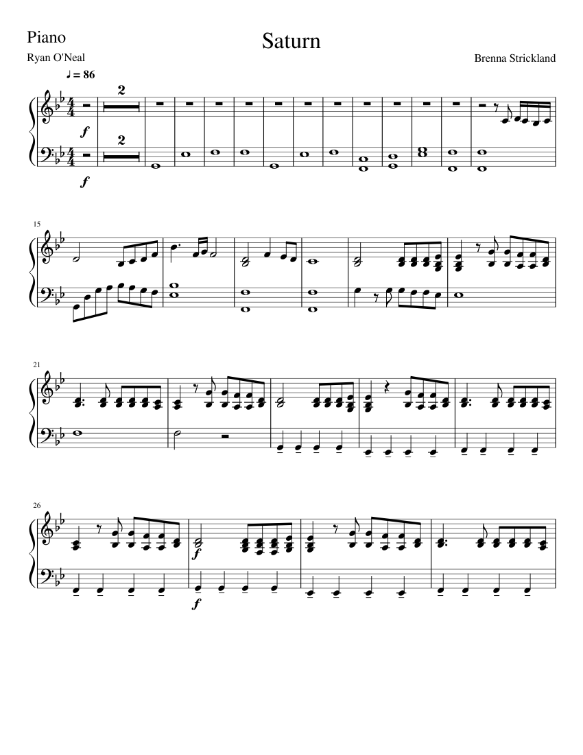 Saturn-Piano Sheet music for Piano (Solo) | Musescore.com