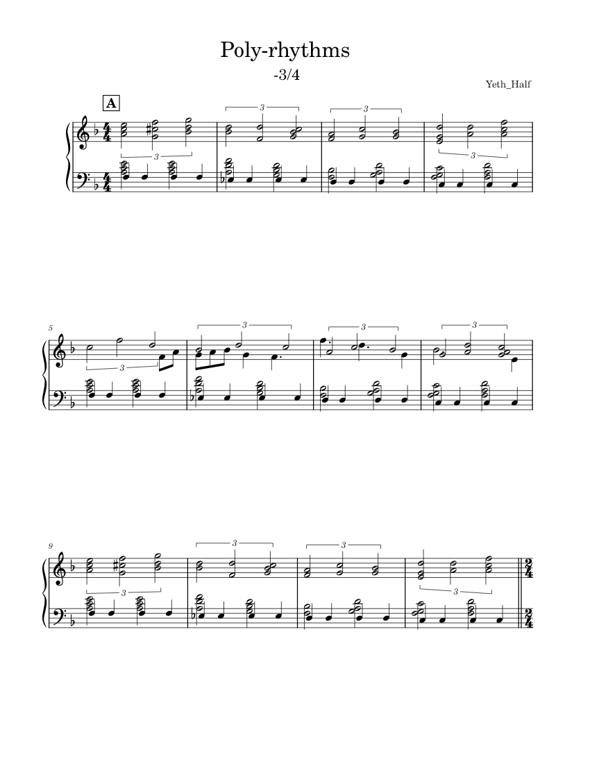 Poly-rhythms: 3/4 Sheet Music for Piano (Solo) | MuseScore.com