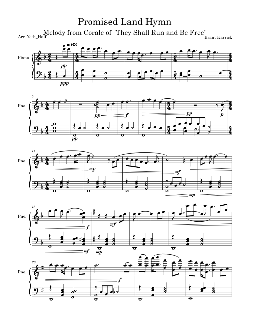 They Shall Run and Be Free – Brant Karrick Sheet music for Piano (Piano ...
