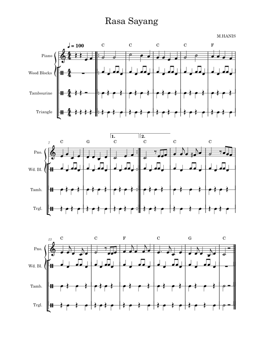 Rasa sayang – Misc Traditional rasa sayang Sheet music for Piano ...