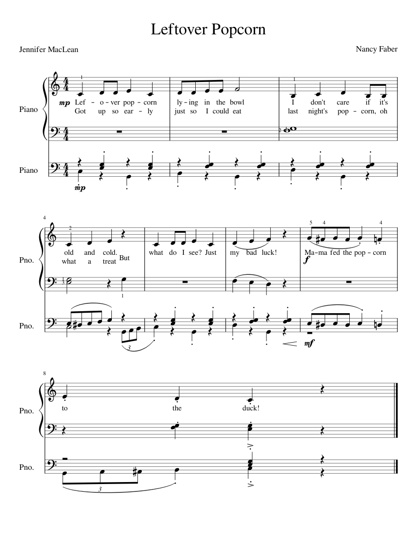 Leftover Popcorn Sheet music for Piano (Piano Duo) | Musescore.com
