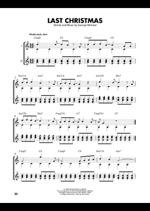 Play Official version of Last christmas Sheet Music by Wham! for Guitar ...