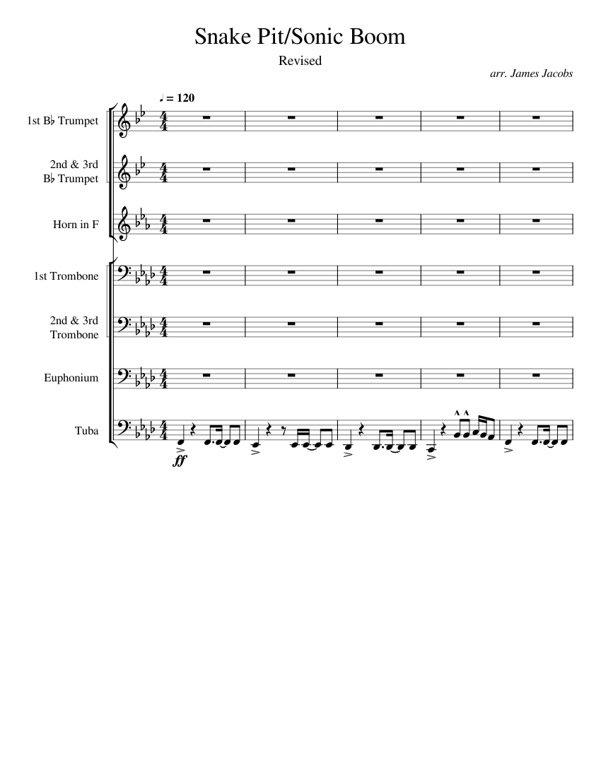 Snake Pit/Sonic Boom Sheet music for Trombone, Euphonium, Tuba, Trumpet ...