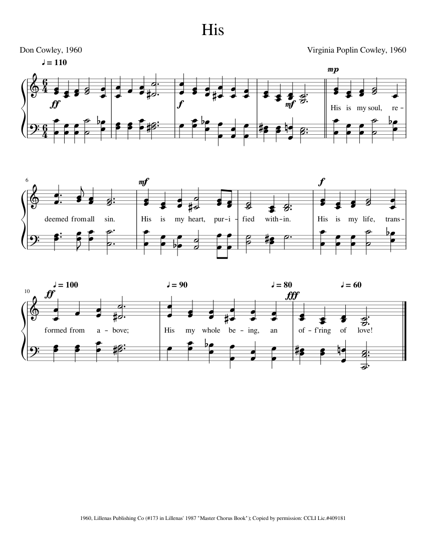 His Sheet music for Piano (Solo) | Musescore.com