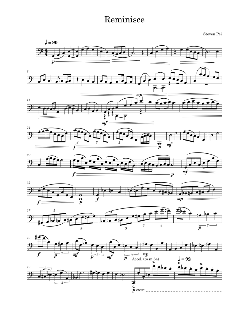Reminisce Sheet music for Piano (Solo) Easy | Musescore.com