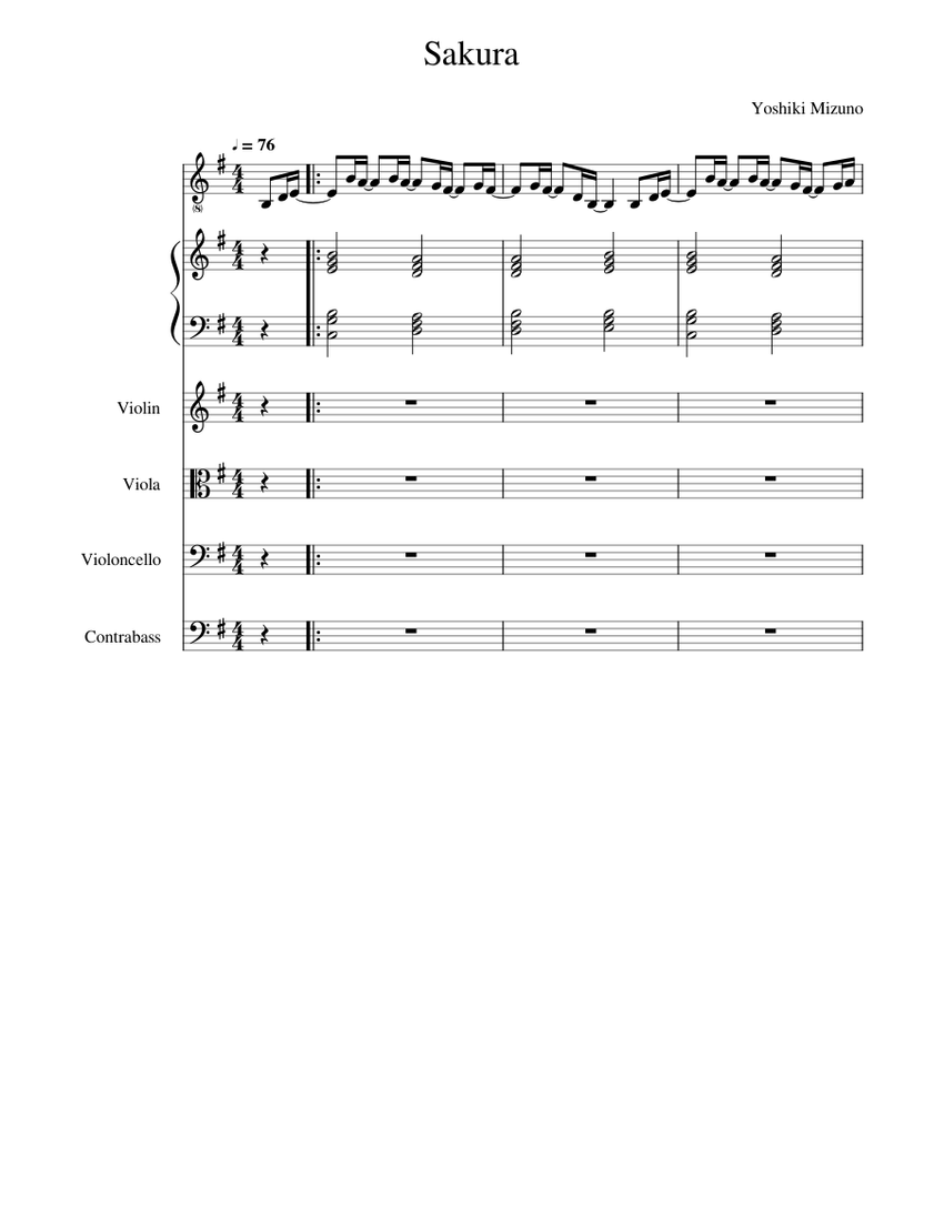 Sakura Sheet Music for Piano, Vocals, Contrabass, Violin & more ...