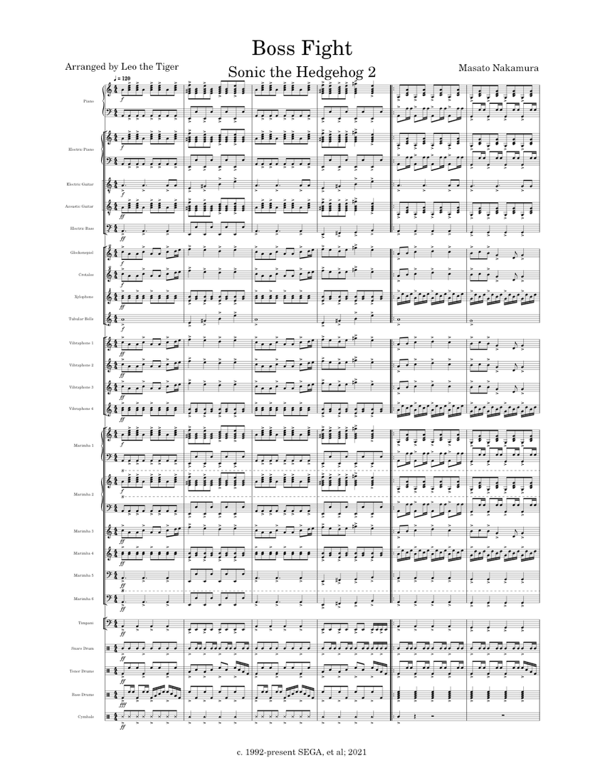 Arrangement: Boss Fight (Sonic the Hedgehog 2) Sheet Music for Piano ...